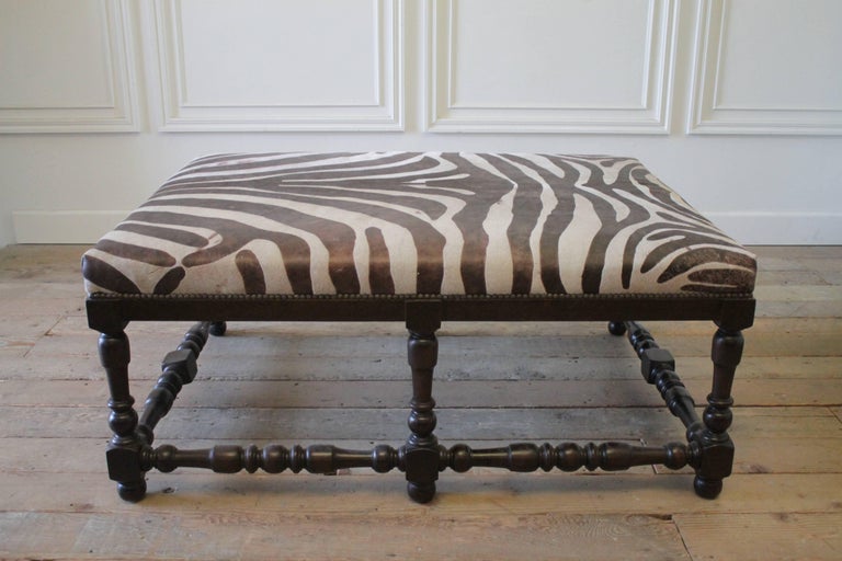 Custom Zebra Print Upholstered Hide Cocktail Ottoman at 1stDibs ...
