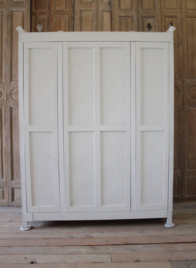 Antique French Style Painted and Carved Display Triple Armoire at 1stDibs