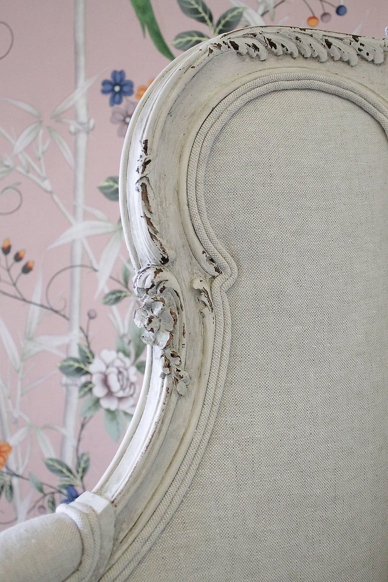 19th Century Louis XV Style Carved French Rococo Wing Back Chair at 1stDibs