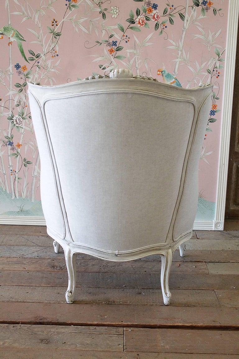 19th Century Louis XV Style Carved French Rococo Wing Back Chair at 1stDibs