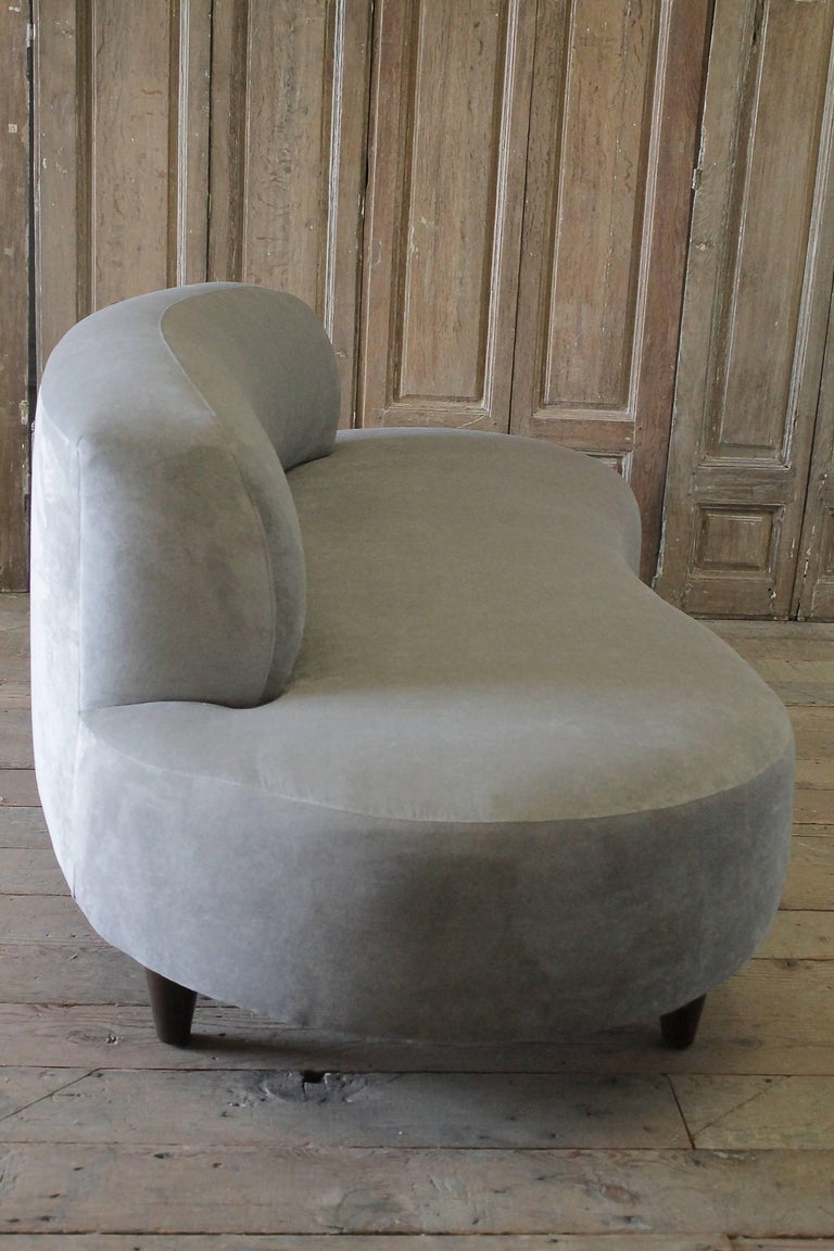 Vintage Noguchi Style Free-Form Sofa in Pale Grey Velvet at 1stDibs