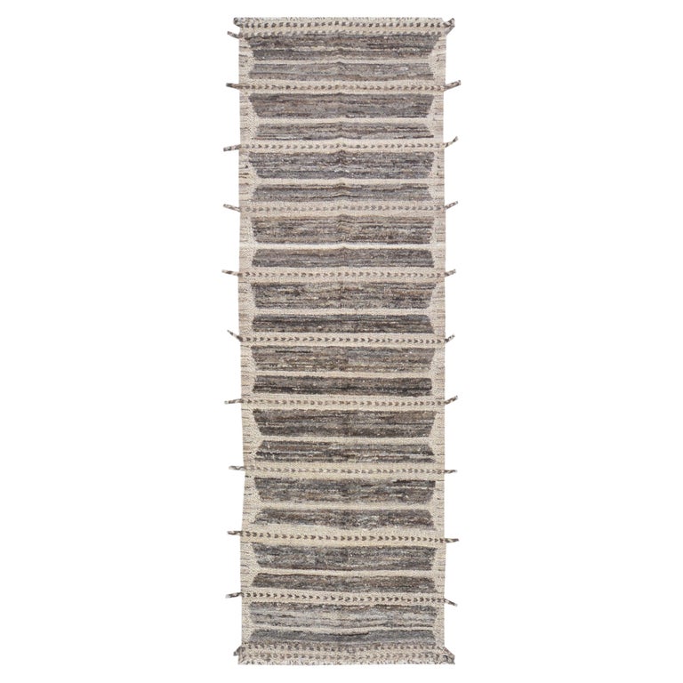 Custom Turkish 100% Wool Runner in Beige Brown Tones For Sale at 1stDibs