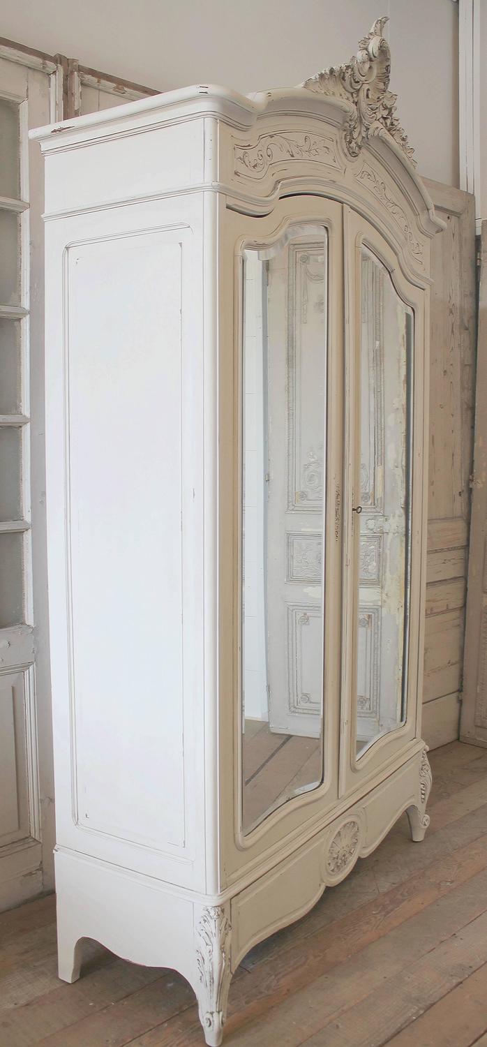 Antique 20th Century Rococo French Painted Armoire For Sale at 1stdibs