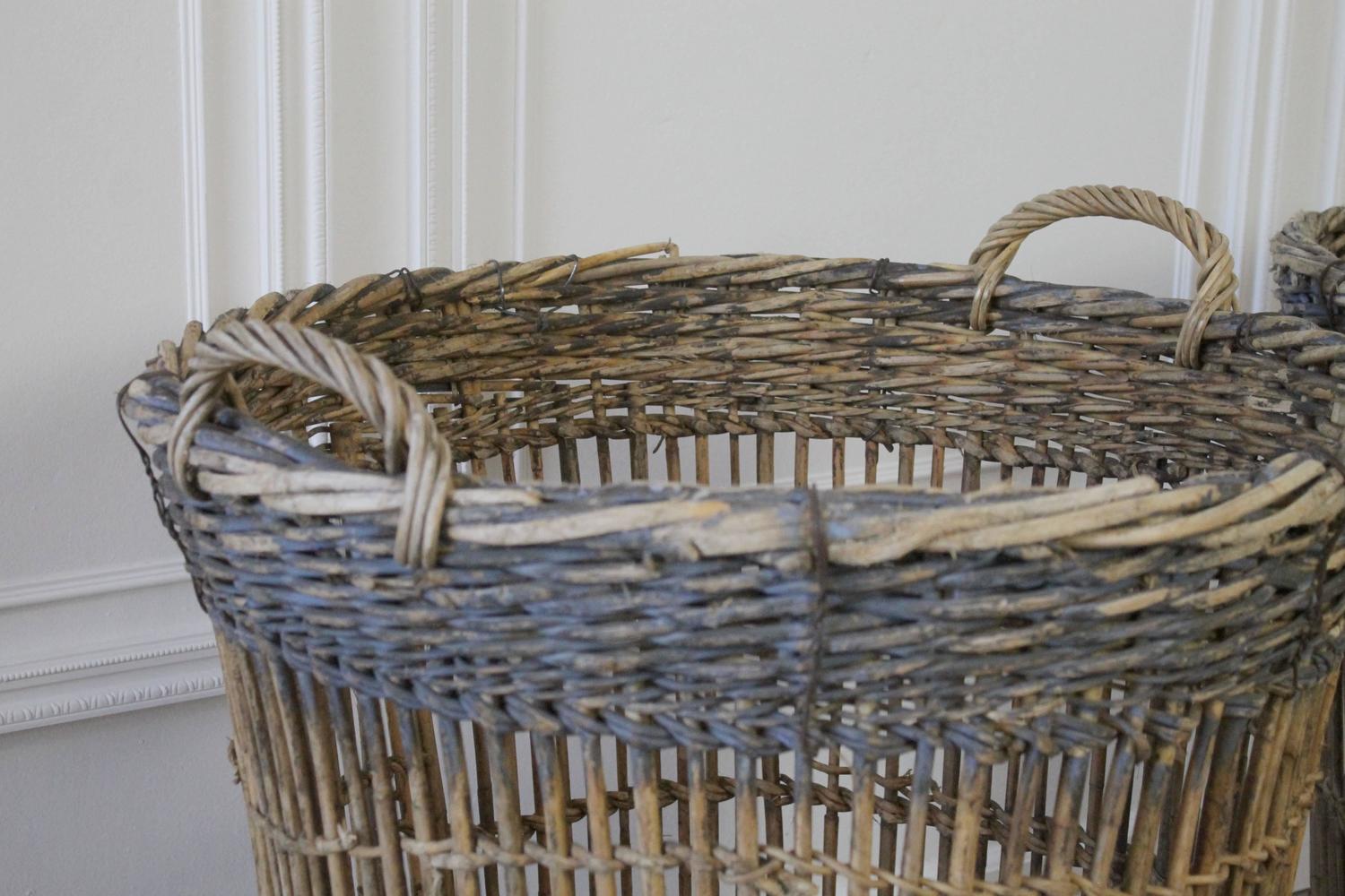 Large Antique French Harvest Basket For Sale at 1stdibs