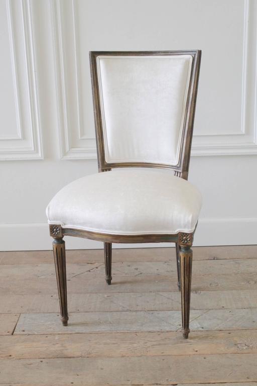 Antique Louis XVI French Desk Chair in White Velvet at 1stDibs