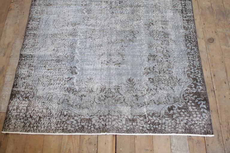 Vintage Hand-Knotted Turkish Wool Rug in Faded Indigo at 1stDibs