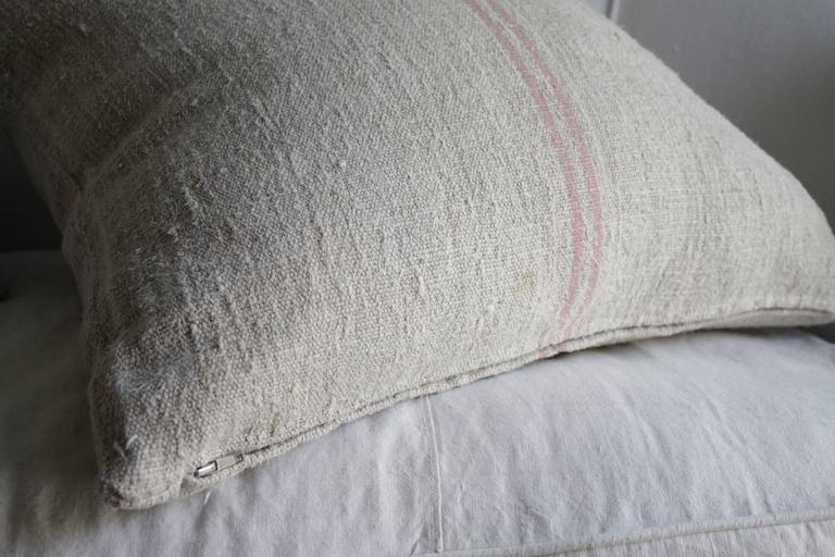 Antique French Grain Sack Linen Pillows at 1stDibs