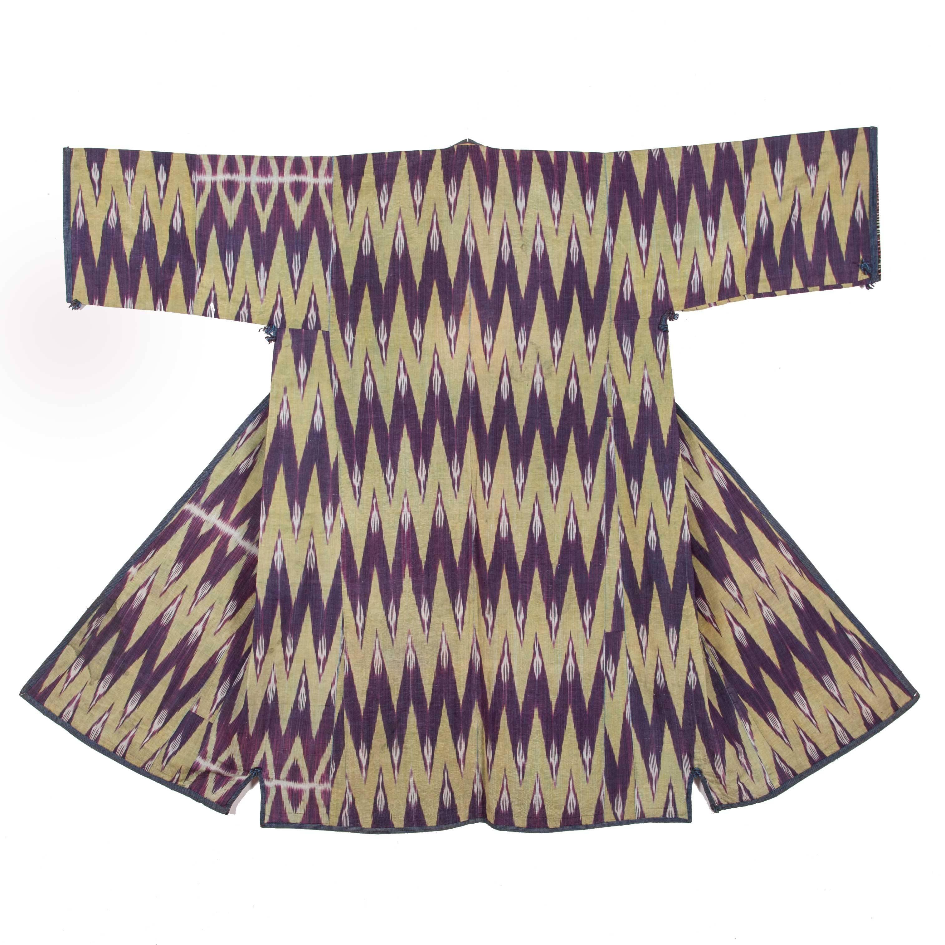 Antique Central Asian Tajik Ikat Chapan at 1stDibs