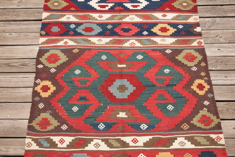 19th Century Antique South Caucasian Kilim with a Very Fine Texture For ...