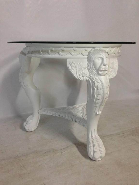 Vintage Carved and Painted Lions Head Three-Leg Table at 1stDibs | lion ...