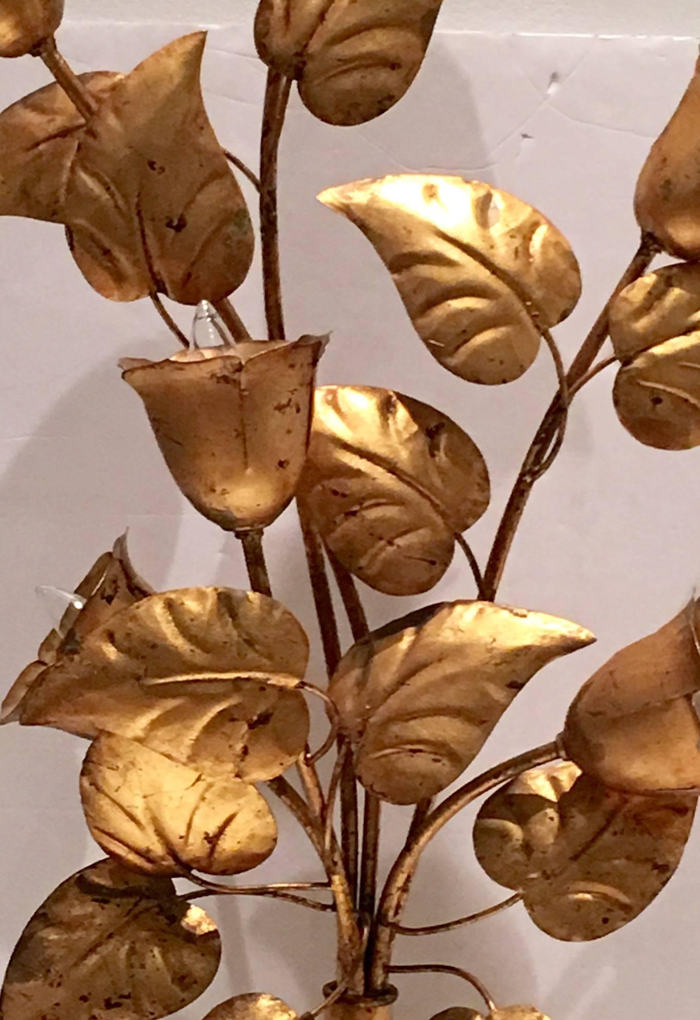 Italian Gold Leaf Six Light Floor Branch and Leaf Lamp at 1stDibs ...
