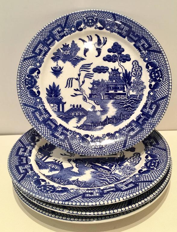 Mid-Century Japanese Blue Willow Dinnerware, S/15 at 1stDibs | japanese ...