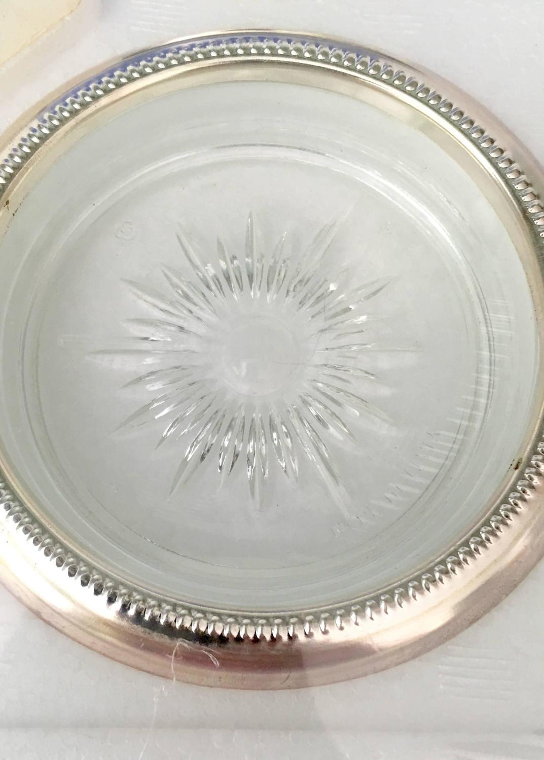 Set of Eight Italian Silver and Cut Crystal Coasters For Sale at 1stdibs