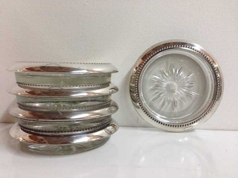 Set of Eight Italian Silver and Cut Crystal Coasters at 1stDibs