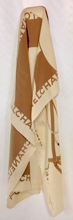 1980s Chanel France "Coco Portrait" Silk Scarf at 1stDibs