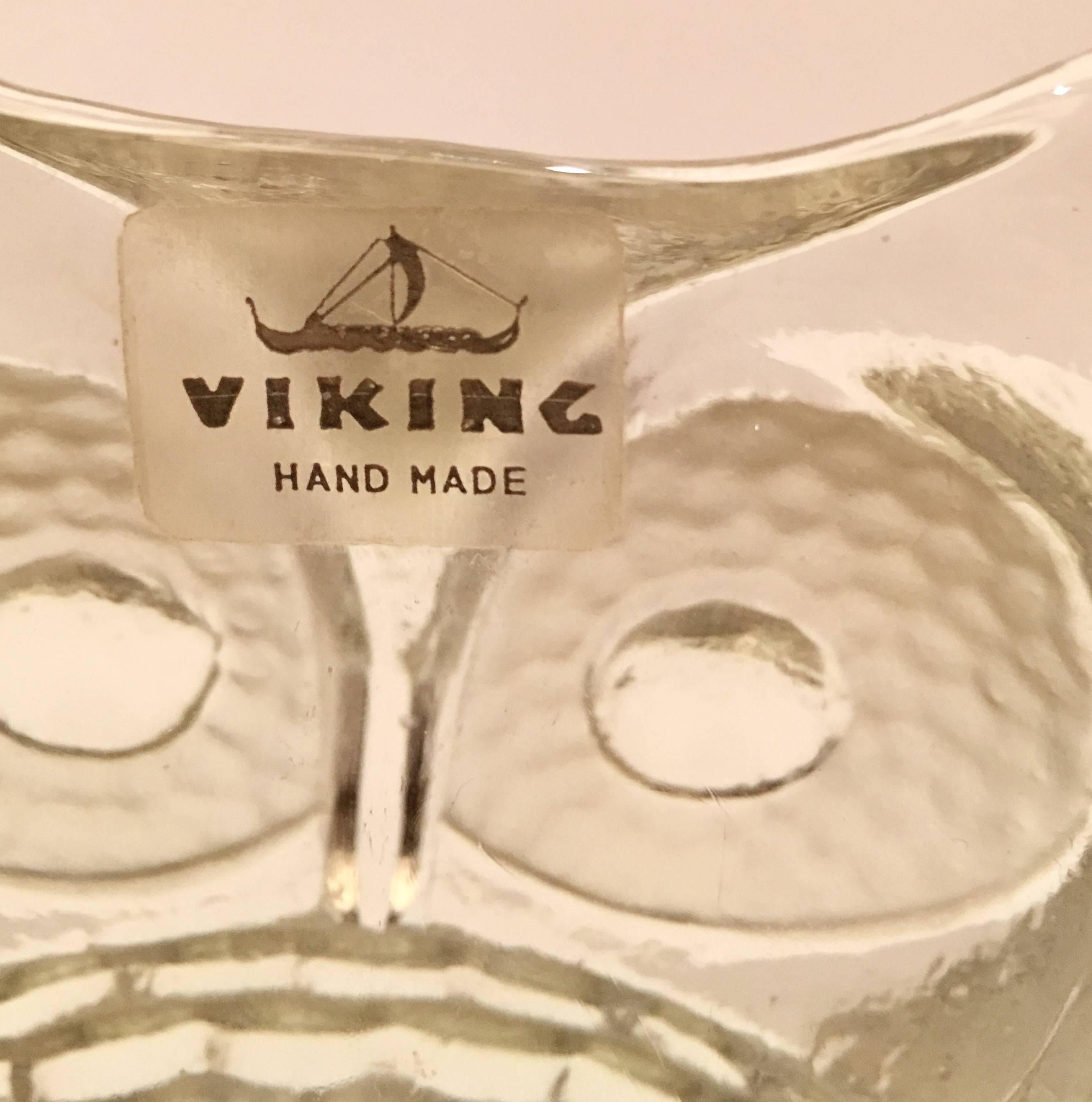Vintage Viking Glass Clear and Frosted Owl Sculpture at 1stDibs ...