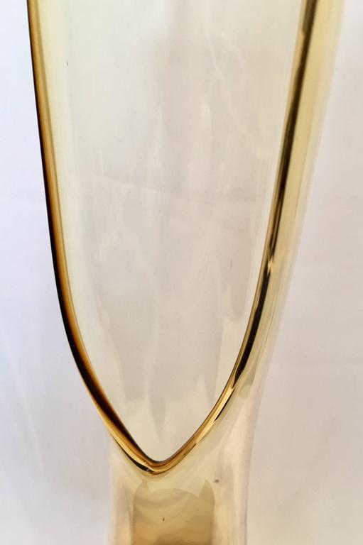 Mid-Century Amber Footed Stretch Glass Vase by Viking at 1stDibs ...