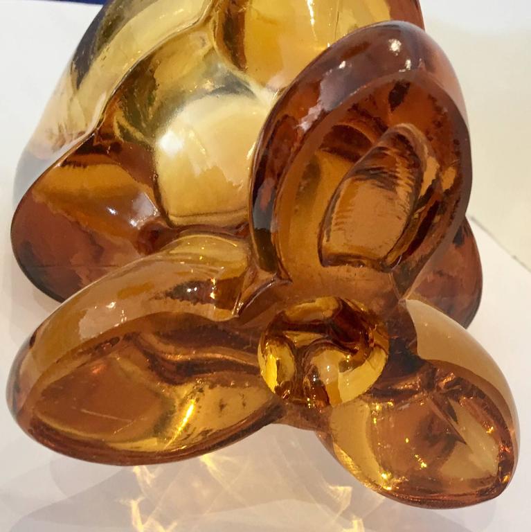 Mid-Century Amber Footed Stretch Glass Vase by Viking at 1stDibs ...