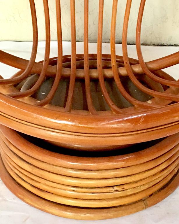 1950s Paul Frankl Style Bent Rattan Reed and Wicker Swivel Chairs at ...