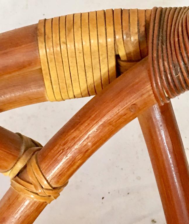 1950s Paul Frankl Style Bent Rattan Reed and Wicker Swivel Chairs at ...