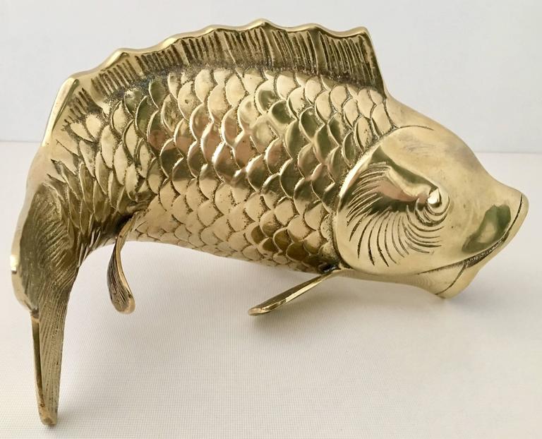 Mid-Century Large Solid Brass Koi Fish Vase Sculpture at 1stDibs ...