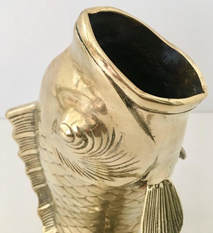 Mid-Century Large Solid Brass Koi Fish Vase Sculpture at 1stDibs ...