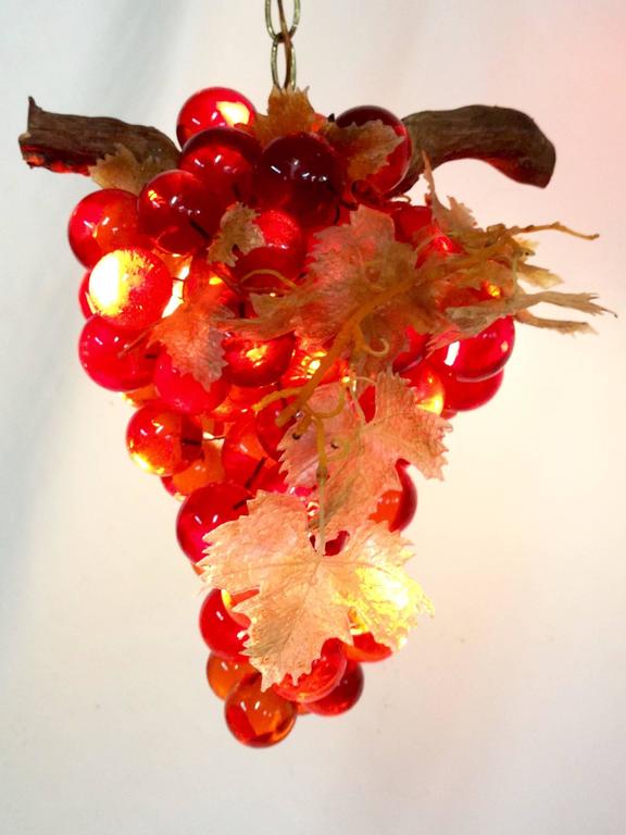 Mid-Century Lucite Grape Bunch Hanging Light Pendant-Chandelier For ...