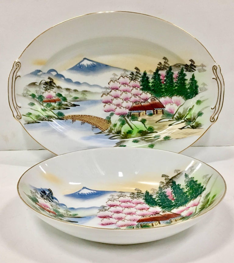 1950's Japanese Kutani Ceramic "Mt Fuji" Serving Pieces, Set of Two at ...