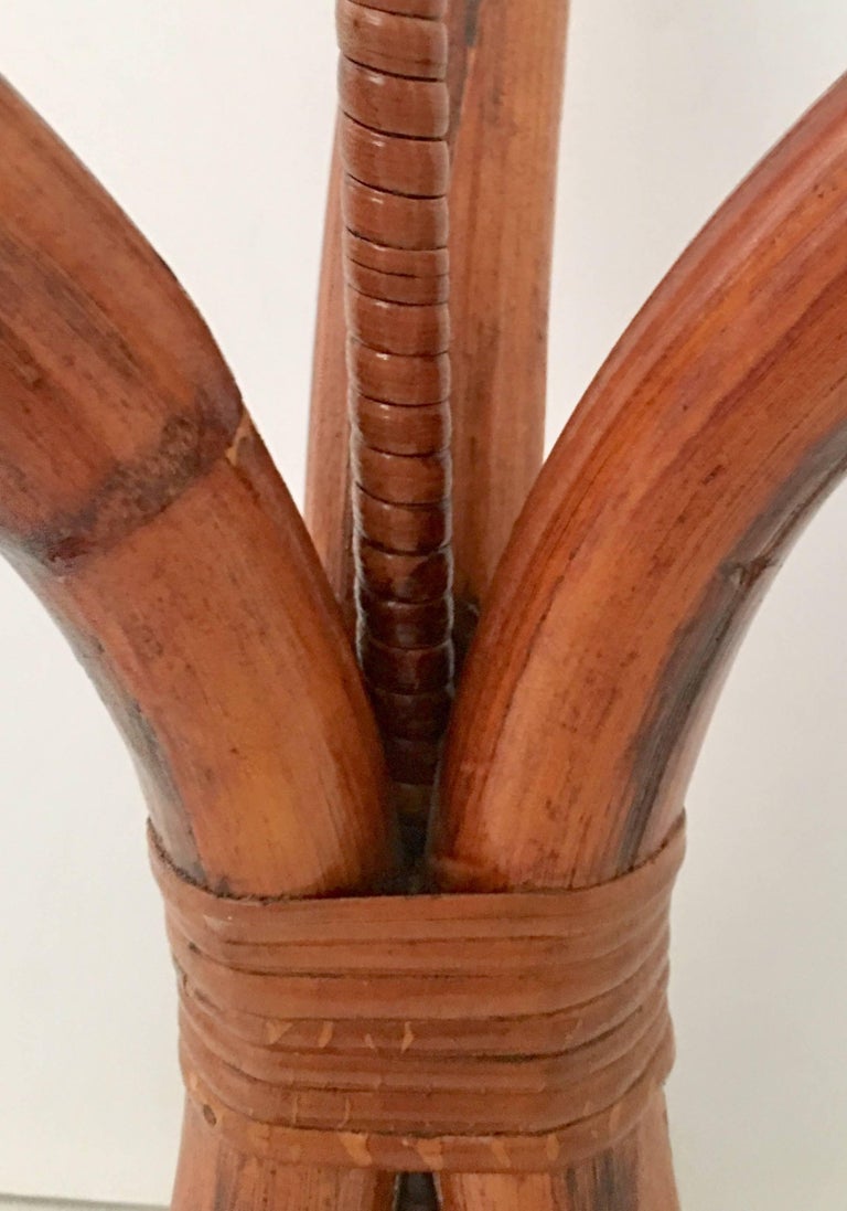 Mid-Century Rattan and Brass Leather Wrap Lamp By Ficks Reed at 1stDibs