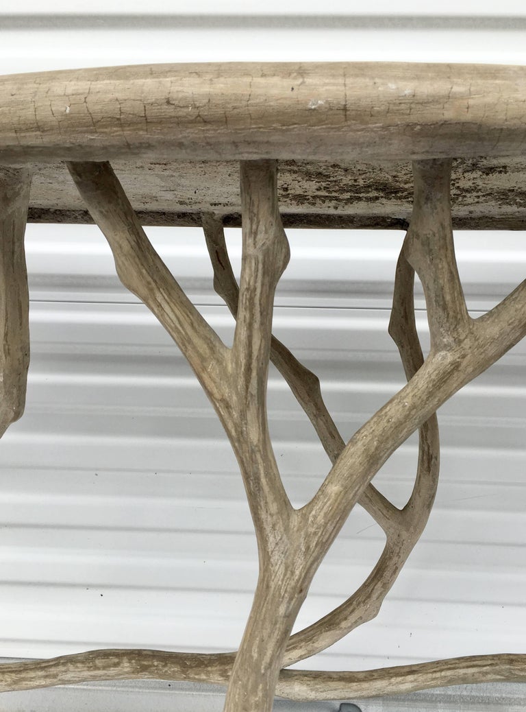 Faux Bois Concrete Twig Demilune Console Table at 1stDibs