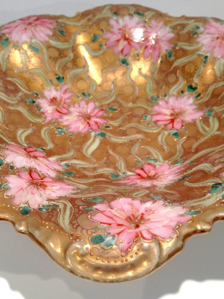 Antique Japanese Royal Nippon Hand-Painted Gilt Moriage Floral Ruffle ...