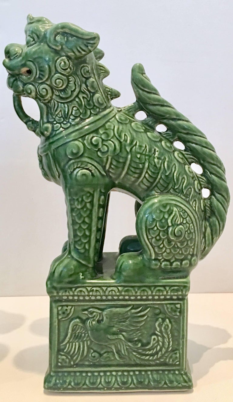 Pair of Contemporary Large Ceramic Glaze Foo Dog Sculpture at 1stDibs