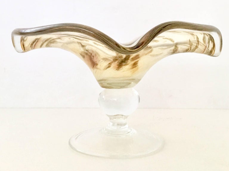 Vintage Italian Murano Glass Copper Inclusion Footed Center Bowl For ...