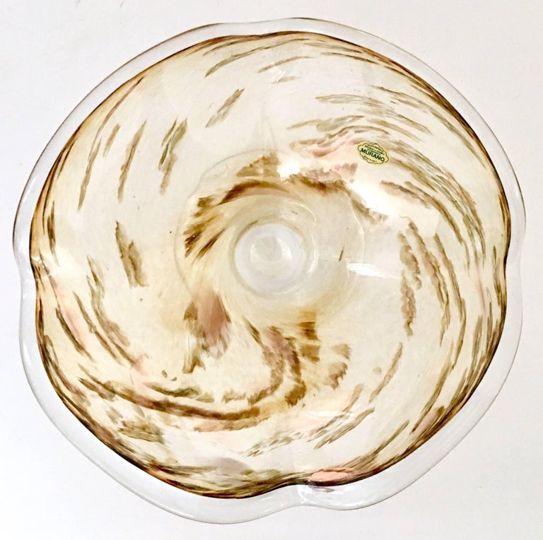 Vintage Italian Murano Glass Copper Inclusion Footed Center Bowl For ...