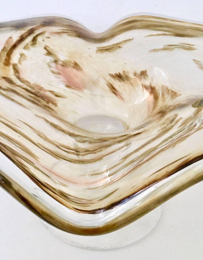 Vintage Italian Murano Glass Copper Inclusion Footed Center Bowl For ...