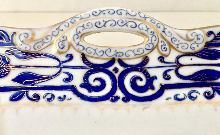 19th Century Hand-Painted Porcelain Serving Tray and Trivet by Fischer ...