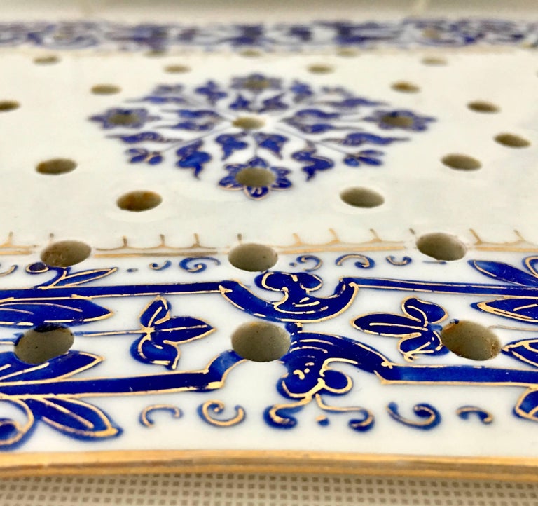 19th Century Hand-Painted Porcelain Serving Tray and Trivet by Fischer ...
