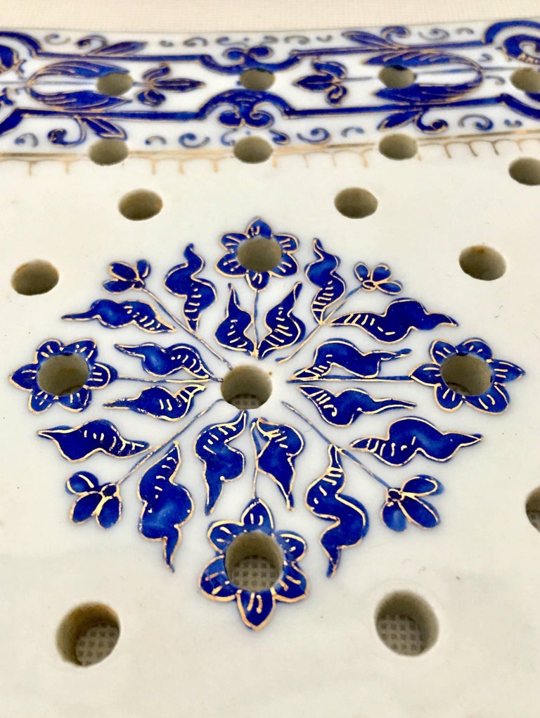 19th Century Hand-Painted Porcelain Serving Tray and Trivet by Fischer ...