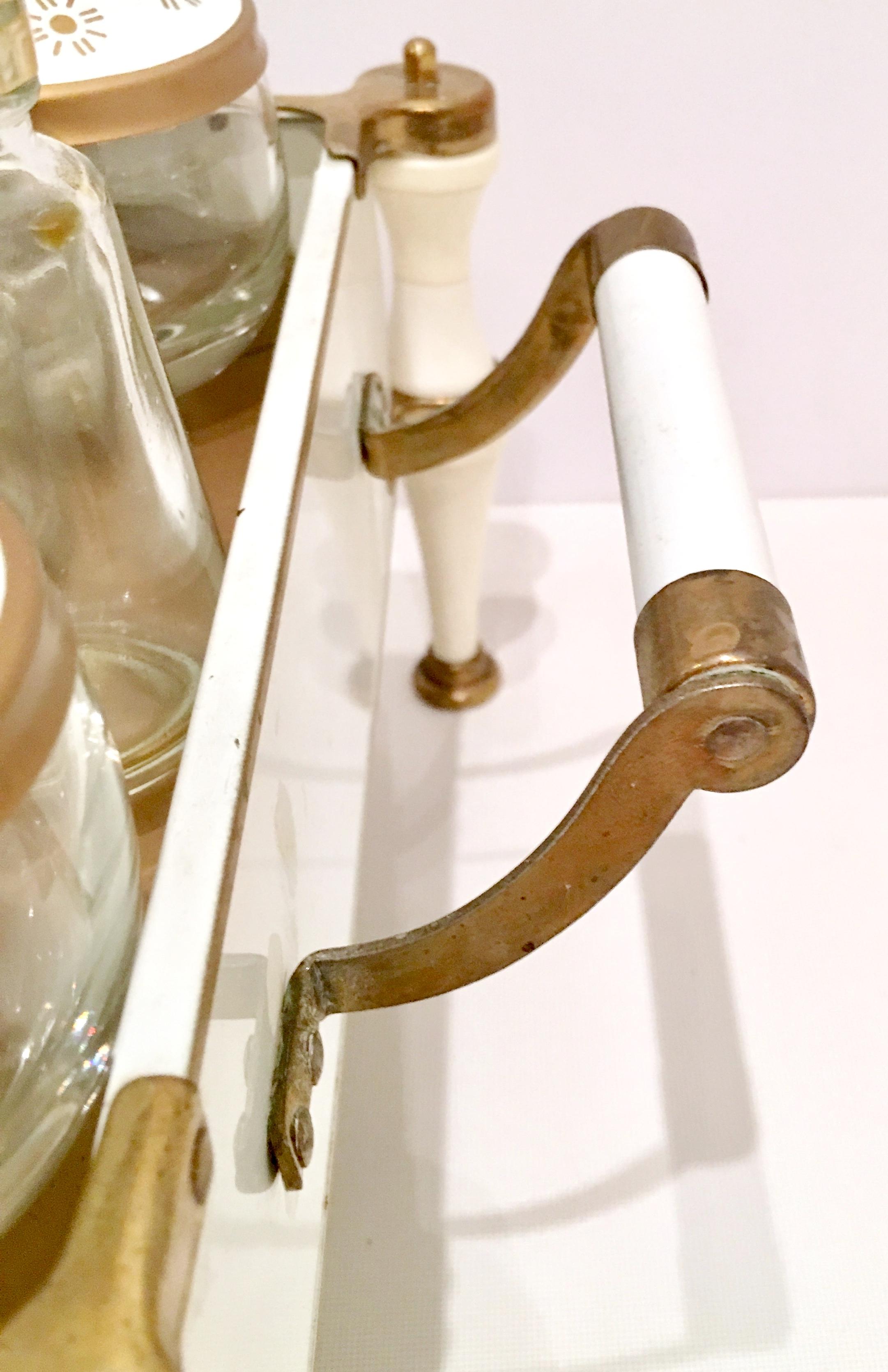 20th Century Enameled Metal and Brass Chafing Dish by, Fire King Set of ...