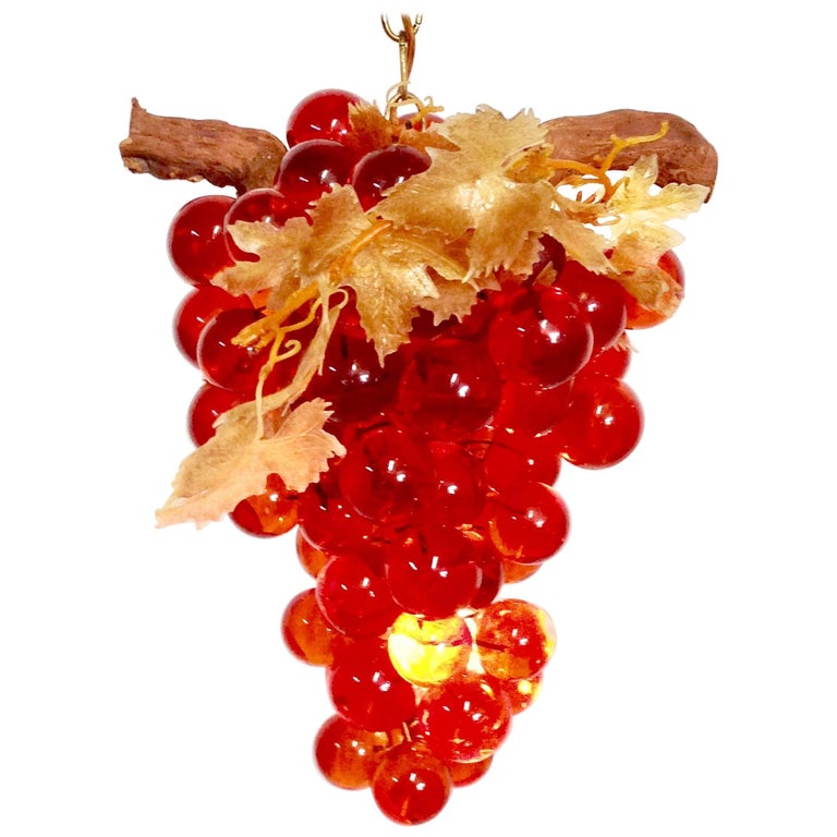 Mid-20th Century Modern Lucite Form Grape Bunch Hanging Pendant Light ...