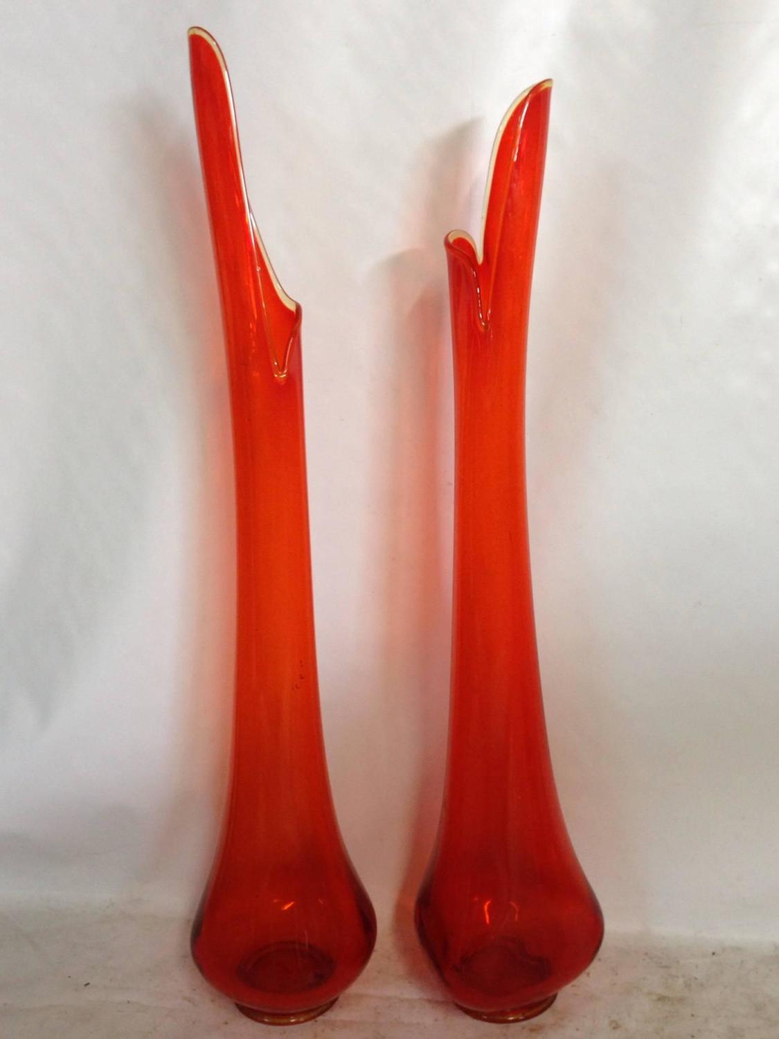 1960s Monumental Art Glass Slag Vase Pair at 1stdibs