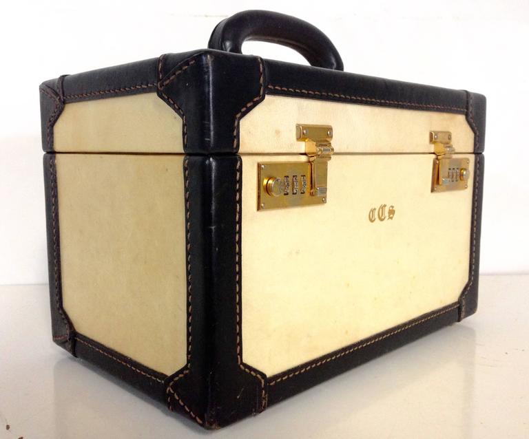 1950s Italian Vellum and Leather Train Case at 1stDibs