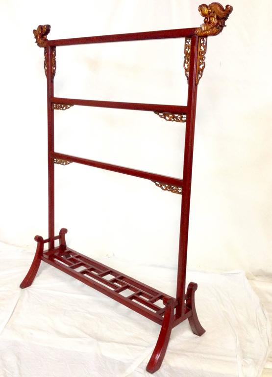 Antique Mahogany Chinese Dragon Garment Rack at 1stDibs