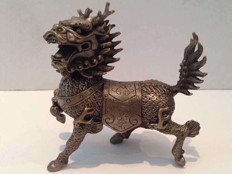 Pair of Vintage Bronze Foo Dog Figurine Protectors at 1stDibs