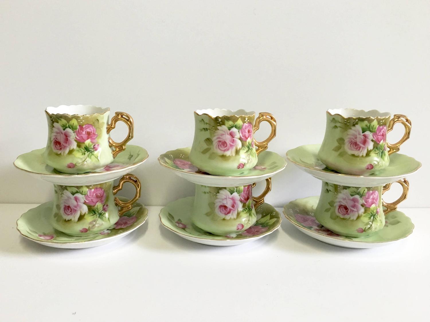 Vintage 17-Piece Porcelain Roses Tea/ Coffee Set at 1stdibs