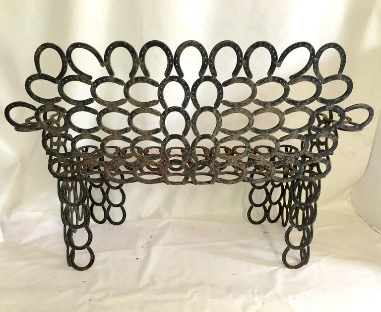 Vintage Hand-Forged Sculptural Horseshoe Settee/Bench at 1stDibs