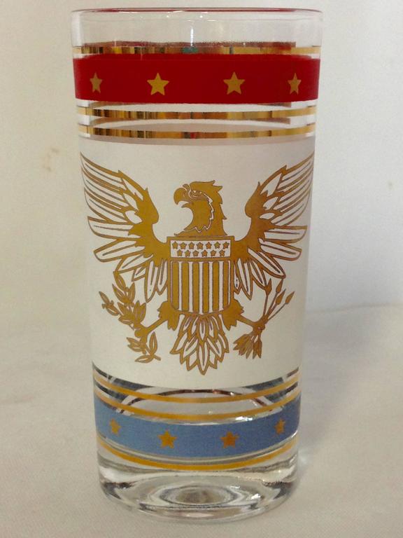 Patriotic 22-Karat Hand-Painted American Bald Eagle High Ball Glasses ...