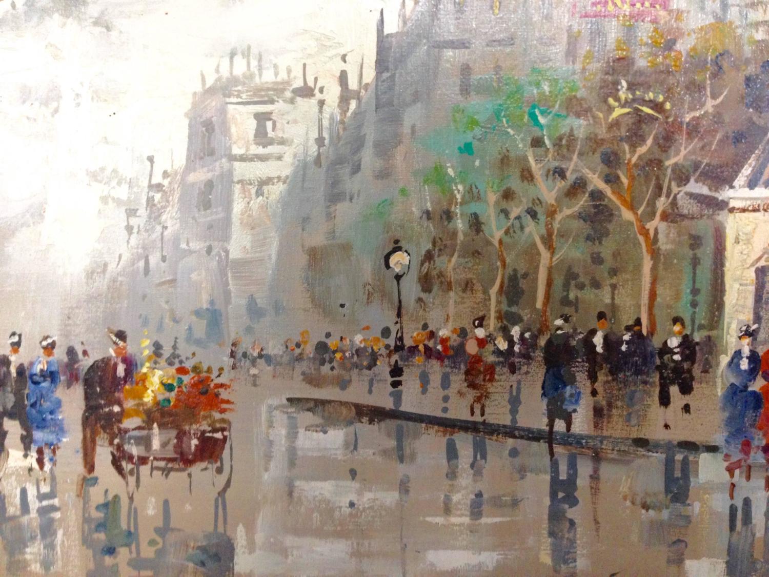 Antonio DeVity Original Oil on Canvas Paris Street Scene, Signed For ...