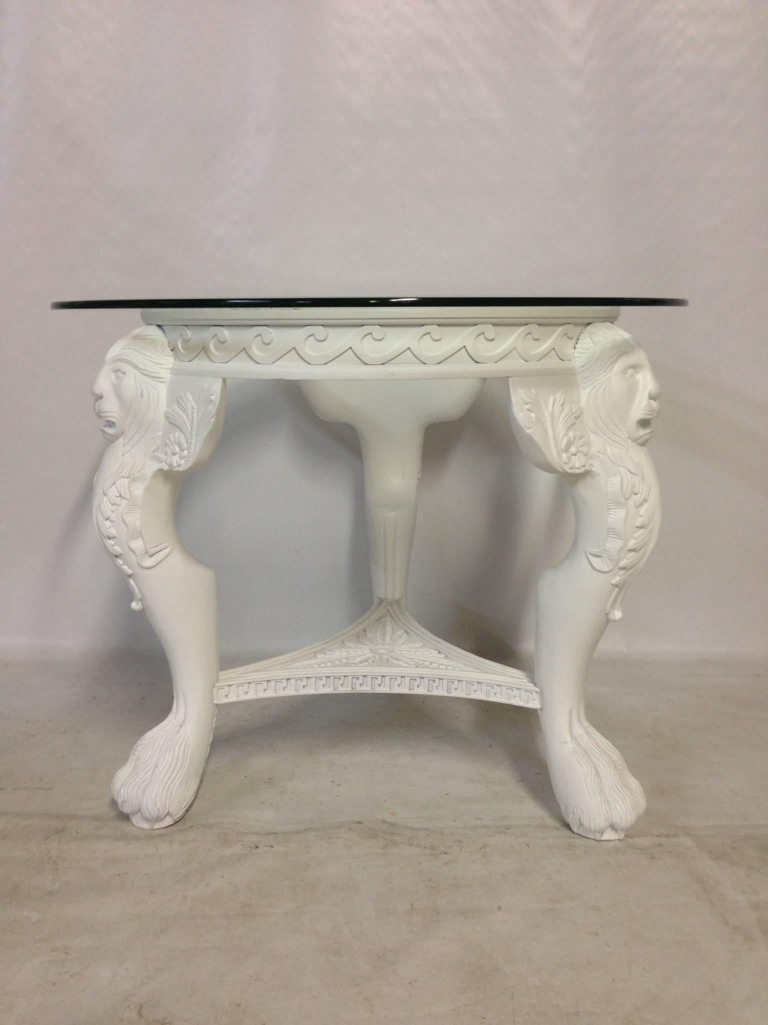 Vintage Carved and Painted Lions Head Three-Leg Table at 1stDibs | lion ...