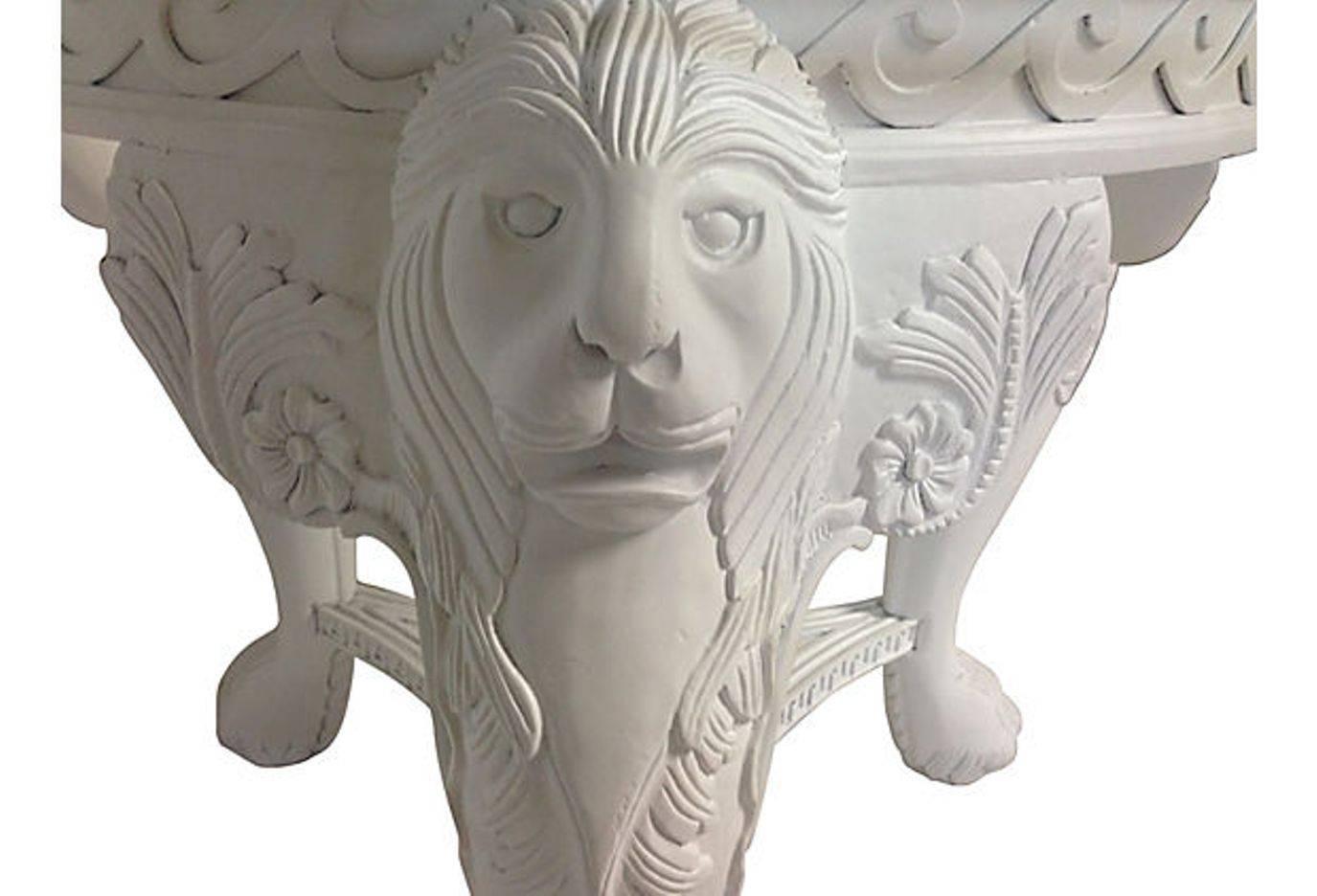 Vintage Carved and Painted Lions Head Three-Leg Table at 1stDibs | lion ...